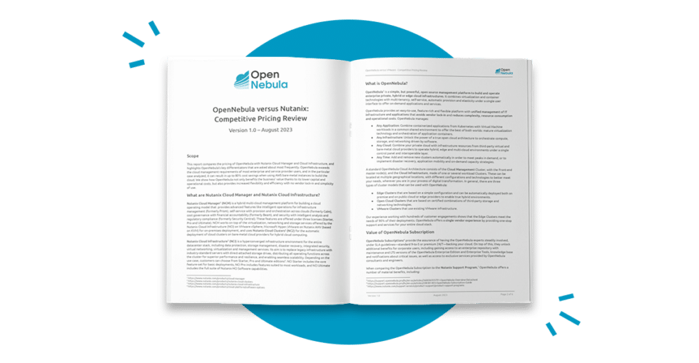 Get Nutanix vs OpenNebula - Competitive Pricing Review